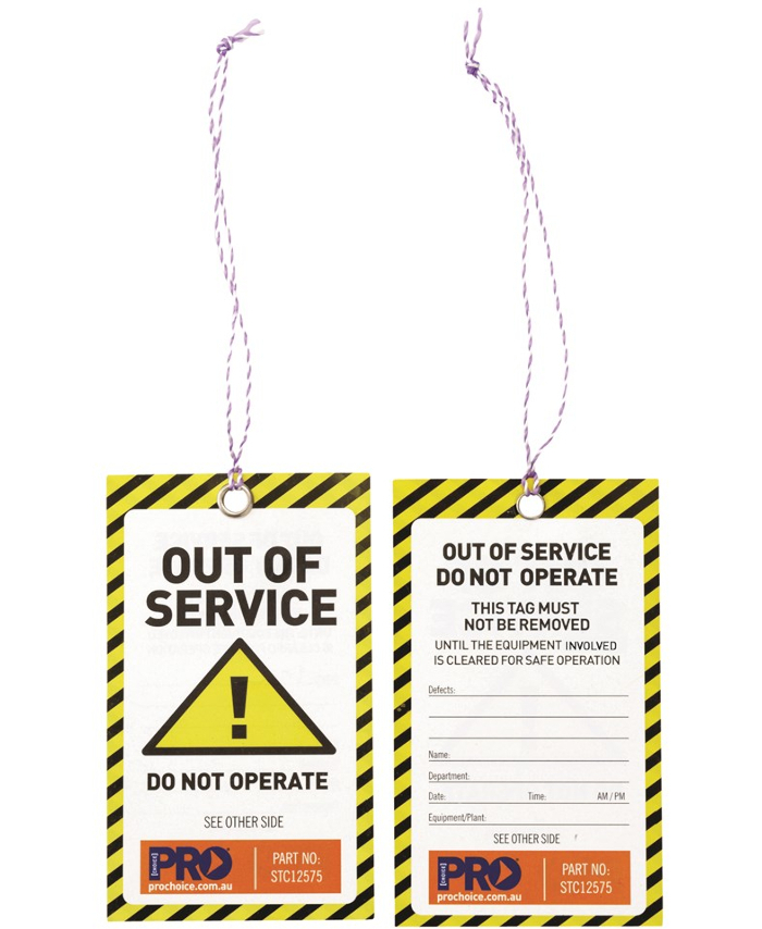 Safety Tag "OUT OF SERVICE" 125mm x 75mm - Pack of 100 | Safety Signage ...